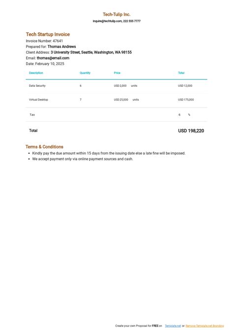 Tech Startup Invoice Template