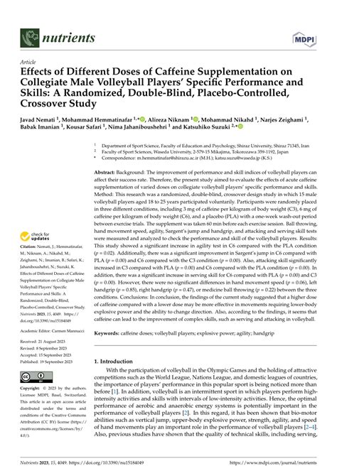 Pdf Effects Of Different Doses Of Caffeine Supplementation On Collegiate Male Volleyball