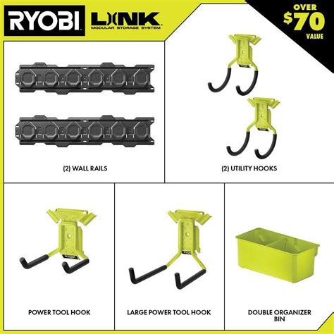 Ryobi Stm503k Link 7 Piece Wall Storage Kit