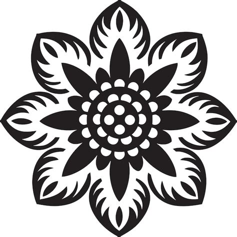 Un Dessin En Noir Et Blanc Avec Un Dessin De Fleur Dessus Vecteur