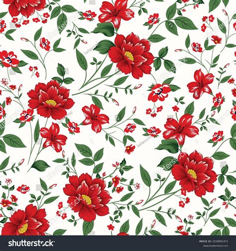 Seamless Vintage Flower Pattern On White Stock Vector Royalty Free