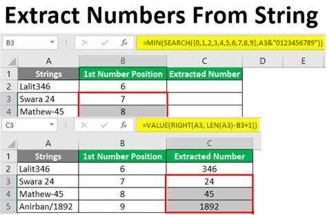 Extract Number From Text String Excel Printable Templates Free