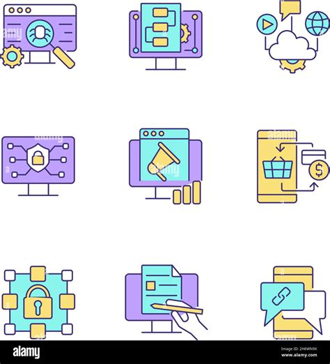 Digital Proficiency Rgb Color Icons Set Stock Vector Image And Art Alamy