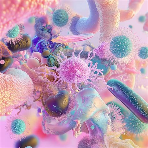 Psychedelic Photograph Of Germs Under A Microscope Premium Ai