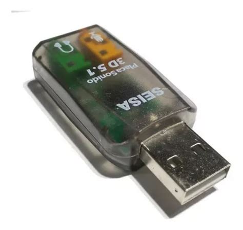 Placa De Som Usb 51 Externa De áudio 3d Seisa St 3051 Cinza