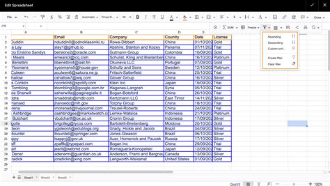 Table Spreadsheet
