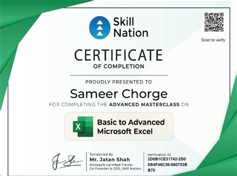 Sameer Chorge On Linkedin Excel Certification Professionaldevelopment Dataanalysis