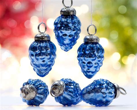 Vintage 5pc Small Thick Mercury Glass Pinecone Ornaments Mid Weight