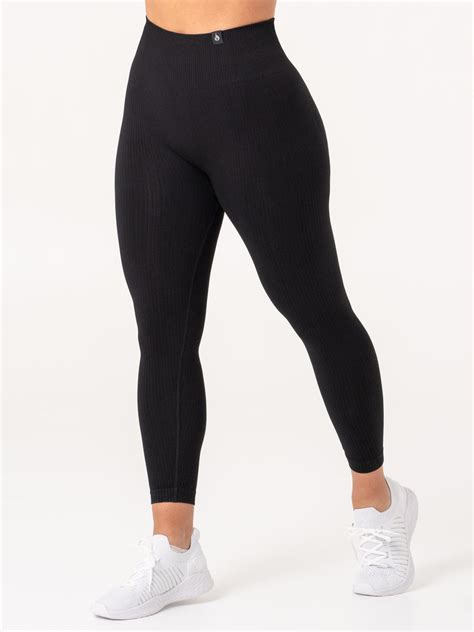 Rib Scrunch Seamless Leggings Black Ryderwear