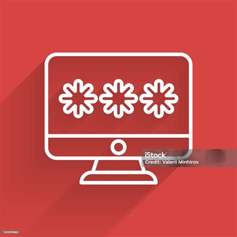 白線監視器 密碼通知圖示與長陰影隔離安全性個人訪問用戶授權登錄表單向量插圖向量圖形及更多互聯網圖片 互聯網 保安 保護 Istock