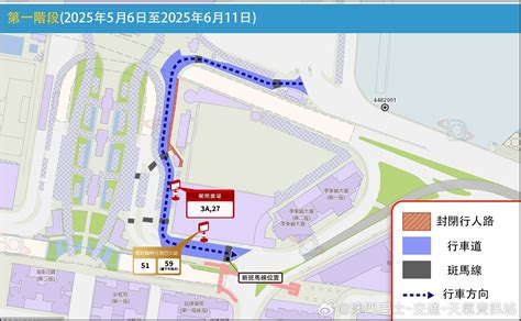 新增臨時分流站】為配合輕軌東線工程而遷移現時關閘東側上落客區的安排後，公共建設局及交通事務局制定下列工程實施方案並分四個階段進行，總工期約5