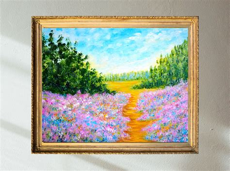 Pink Flower Meadow Art Print From My Original Painting Wildflower Meadow Makerplace By Michaels