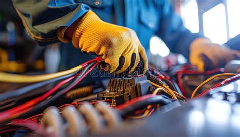 closeup of an engineer working on electrical wiring and circuit