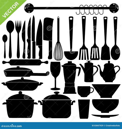 Kitchen Tools Silhouettes Vector Stock Vector Illustration Of Kettle