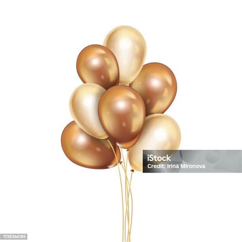 逼真的金色氣球向量圖形及更多事件圖片 事件 剪裁圖 好玩 Istock
