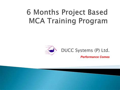 6 Months Project Based Mca Training Program PPT