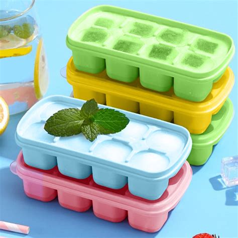 Ice Cube Trays 4 Pack Easy Release Silicone And Flexible 8 Ice Cube Trays