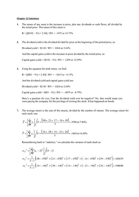 Solution For Homework Week6 Chapter 12 Solutions 1 The Return Of Any