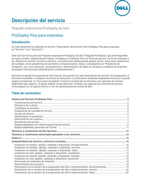 Prodeploy Plus Service Description Es Xl Pdf Dell Software