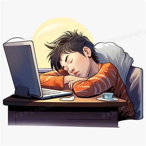 插画风上班族睡觉免抠png图片素材下载 上班族png 熊猫办公