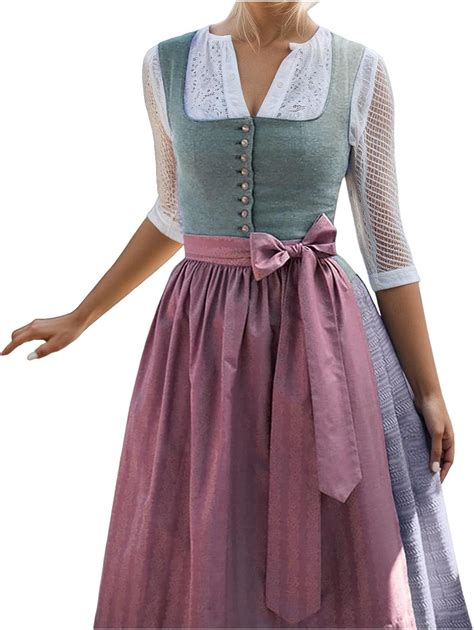Bauzuoyo Womens Midi Costume Dress With Apron Costume Fashion