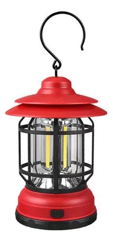 Lámpara Led Recargable Portátil Retro De Color Rojo Para Acampar