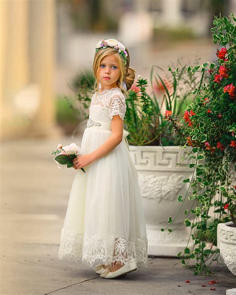 Lace Flower Girl Dress Ivory Rustic Flower Girl Dress Etsy Australia