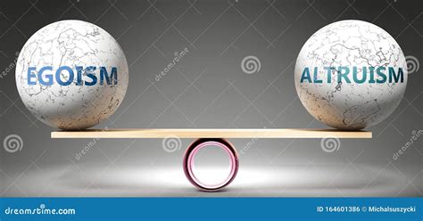 Egoism And Altruism In Balance Pictured As Balanced Balls On Scale