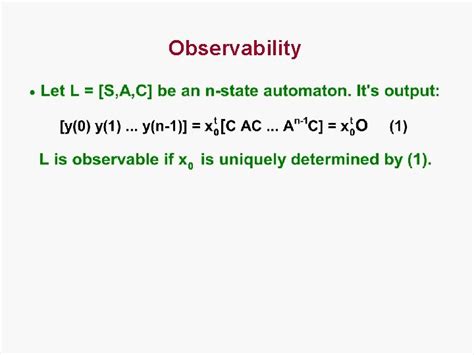 finite automata as linear systems observability reachability and