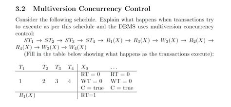 Solved 3 2 Multiversion Concurrency Control Consider The
