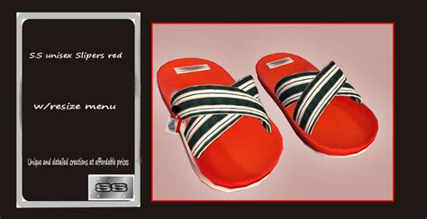 Second Life Marketplace Ss Unisex Slipers Red