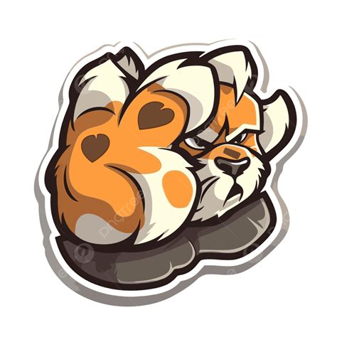 흰색 배경 클립 아트에 오렌지 드래곤 키티 스티커 벡터 고립 된 만화 호랑이 발 스티커 디자인 상표 Png 일러스트 및 벡터 에 대한 무료 다운로드 Pngtree
