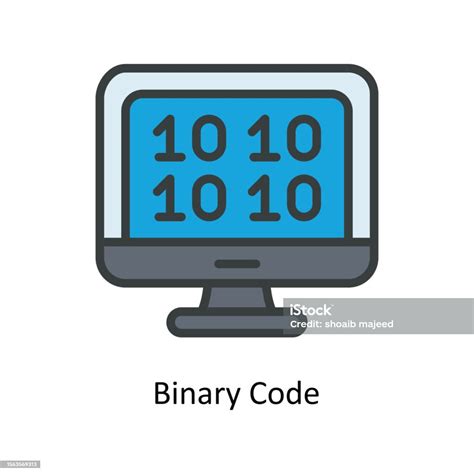 Binary Code Vector Fill Outline Icon Design Illustration Cyber Security Symbol On White