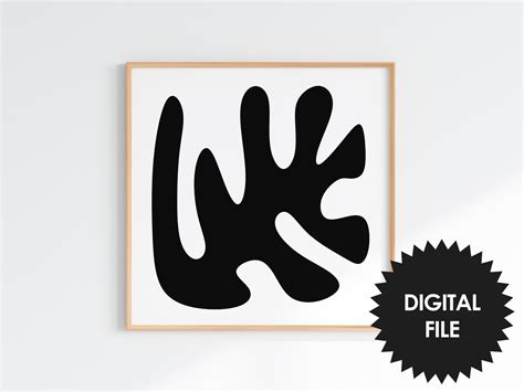 Printable Wiggle Blob Abstract Art Set Of 9 Bundle Print Set Black