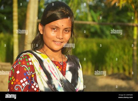 Close Up Of An Indian Bengali Teenage Girl With Long Dark Hairs Wearing