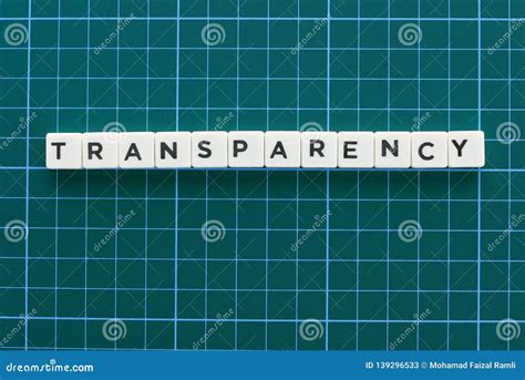 Transparency Word Made Of Square Letter Word On Green Background Stock Image Image Of