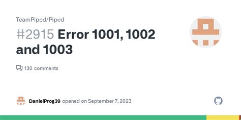 Error 1001 1002 And 1003 · Issue 2915 · Teampipedpiped · Github