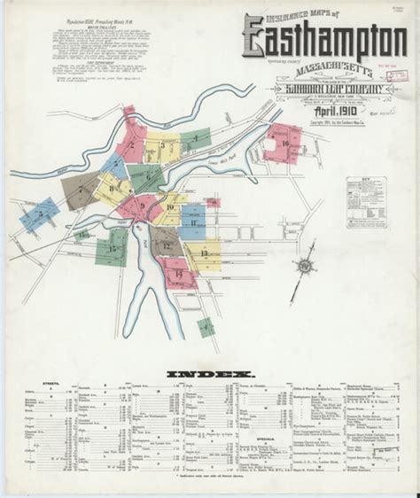 Easthampton 1910 Old Map Massachusetts Fire Insurance Index Old Maps