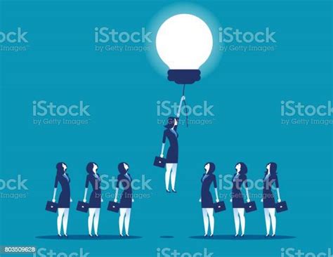 사업가 전구 풍선에 상승입니다 컨셉 비즈니스 벡터 일러스트입니다 개념에 대한 스톡 벡터 아트 및 기타 이미지 개념 고용과