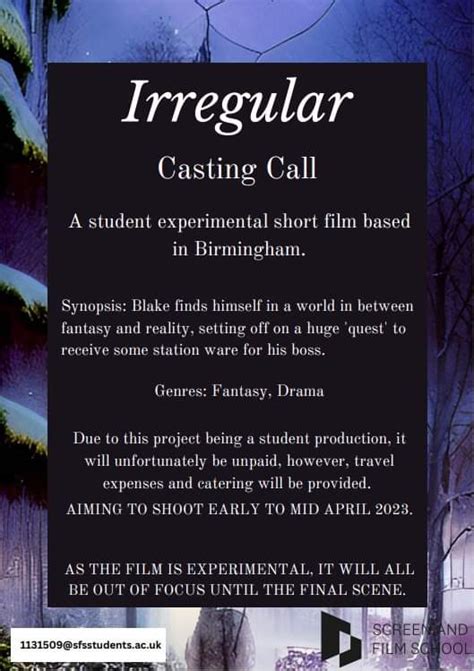 Irregular Casting Call A Student Experimental Short Film Basedin