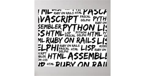 Programming Languages Computer Languages Code Poster Zazzle