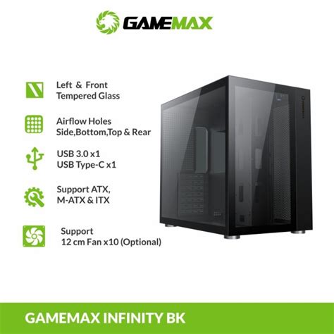 Jual Gamemax Casing Infinity Black Atx Pc Case Shopee Indonesia