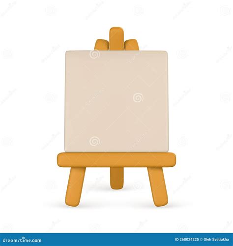 3d Realistic Easel With Empty Canvas Easel With Poster In Cartoon