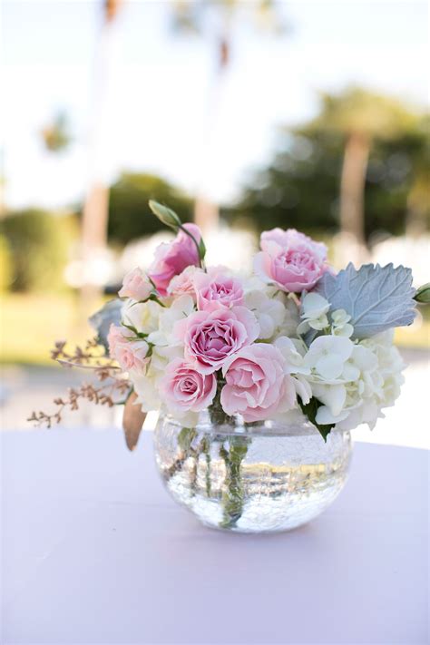 Tea Rose And Hydrangea Cocktail Table Centerpiece