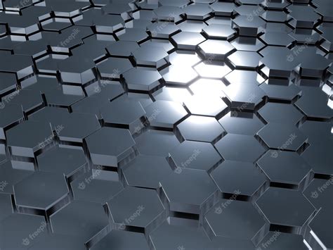 배경 추상 벽지 육각 크롬입니다 3d 장면 프리미엄 사진