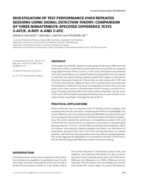 Pdf Investigation Of Test Performance Over Repeated Sessions Using Signal Detection Theory