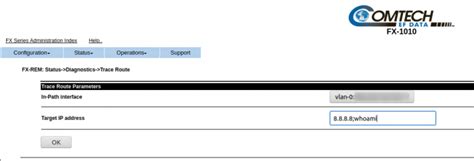 Comtech Multiple Authenticated Rce On Fx Trace Route Fetch