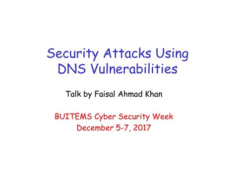 Ppt Security Attacks Using Dns Vulnerabilities Powerpoint