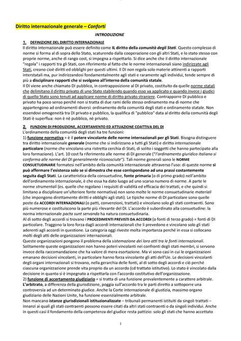 Riassunto Conforti Diritto Internazionale Generale Conforti