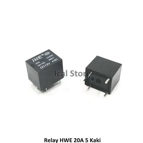 Jual Relay Dc 12v 20a 5 Kaki Hwe Hitam Volt Dc Shopee Indonesia